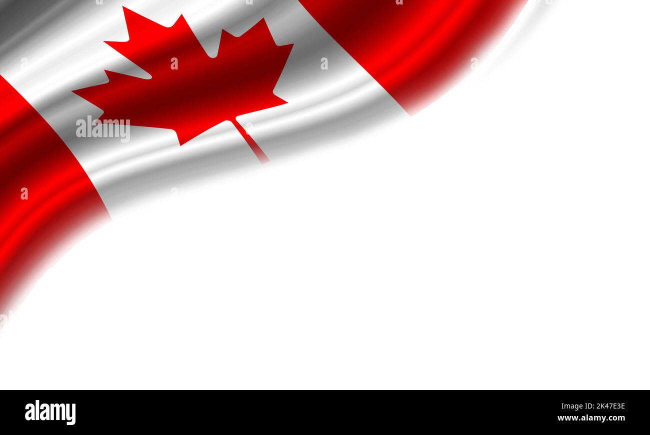 Wavy flag of Canada against white background. 3d illustration Stock ...