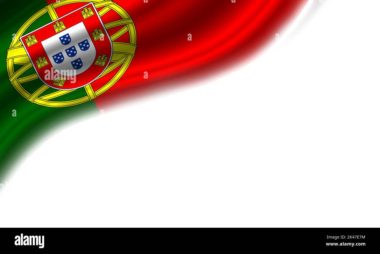 Wavy flag of Portugal against white background. 3d illustration Stock ...