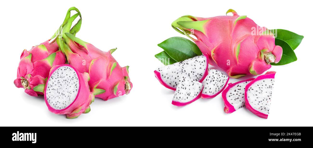 Ripe Dragon fruit, Pitaya or Pitahaya isolated on white background ...