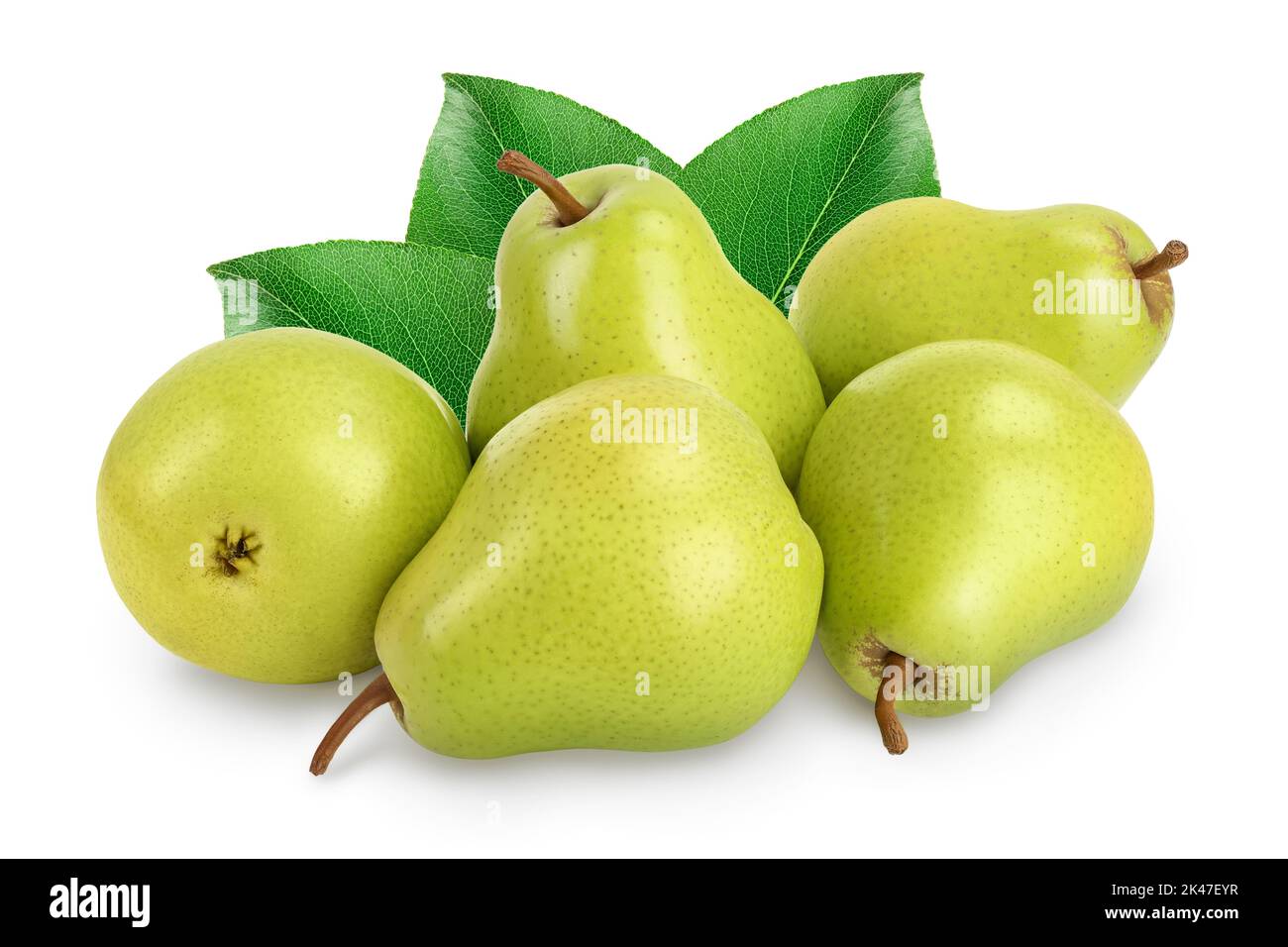 Green pear fruit isolated on white background with full depth of field ...