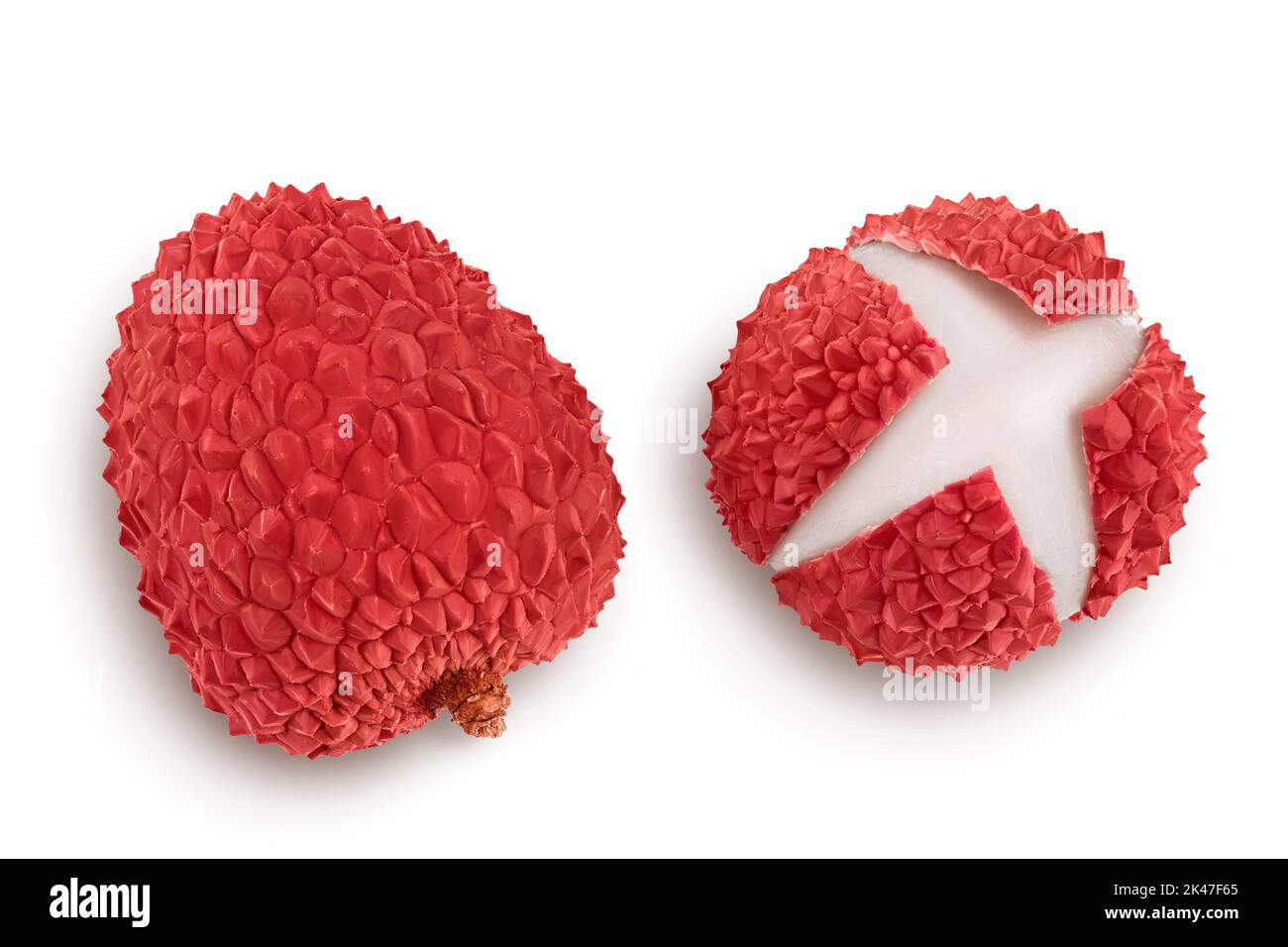 lychee fruit isolated on white background with full depth of field. Top ...