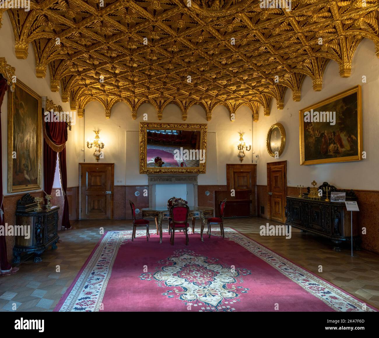 Bojnice, Slovakia - 26 September, 2022: view of The Golden Room inside ...