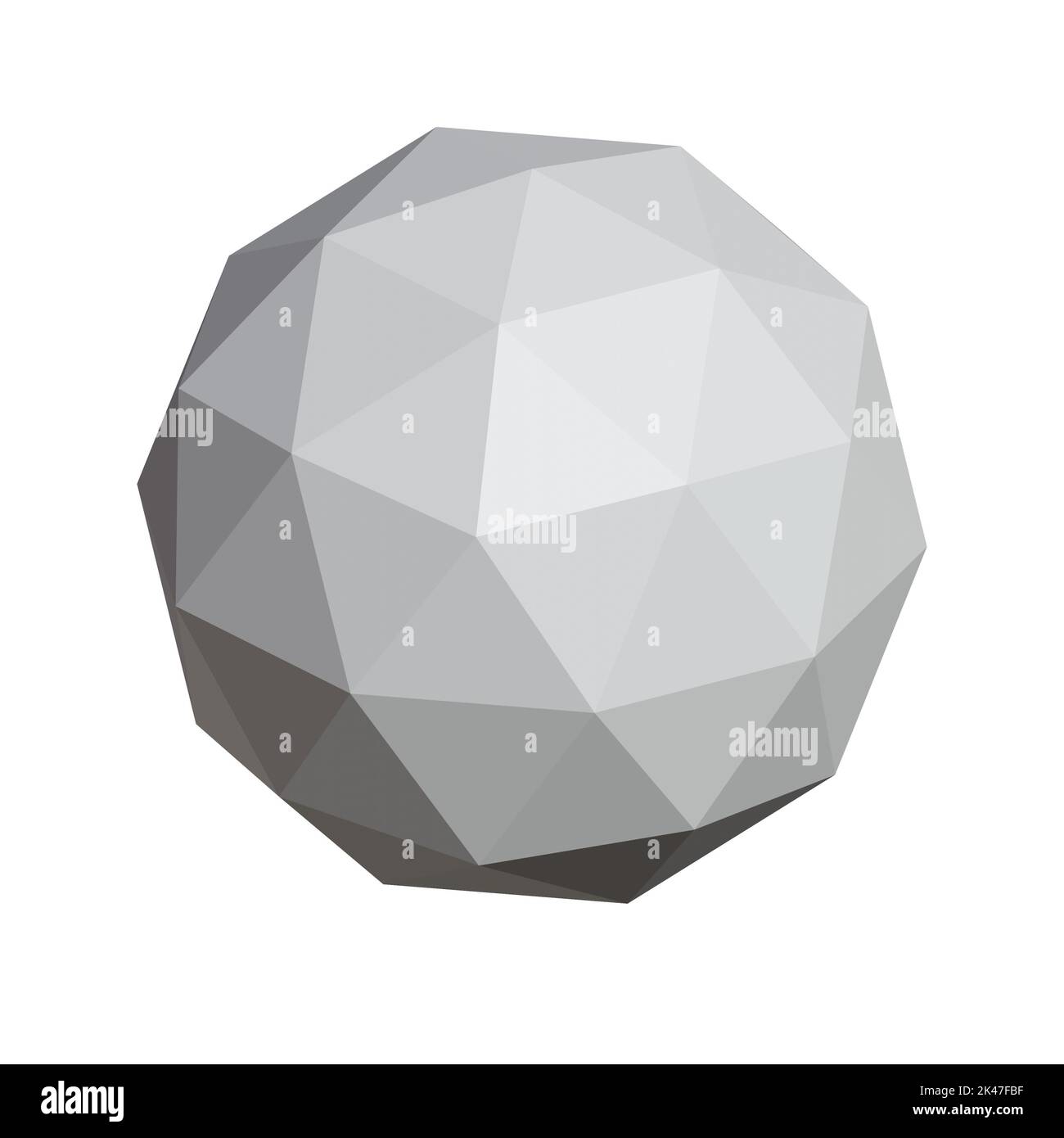 Orthographic white icosphere, neutral greyscale, flat grey, black and ...