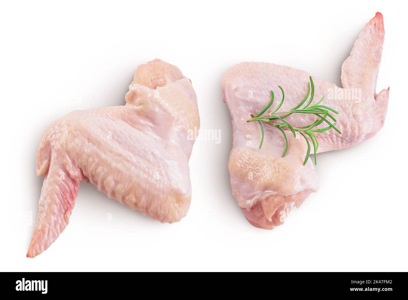 Raw chicken wings isolated on white background with full depth of field ...