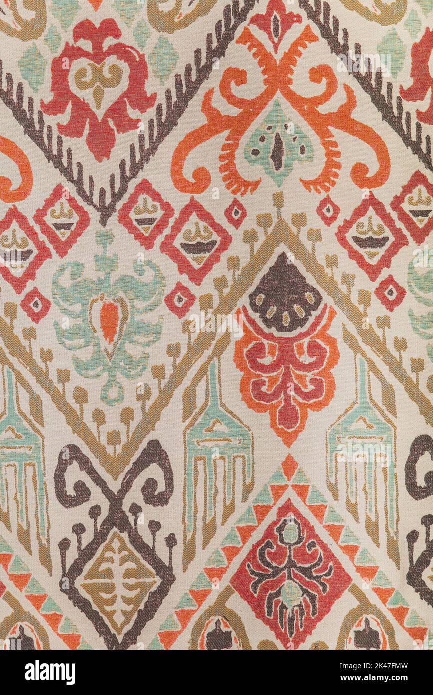 Vertical background: old multicolored fabric with patterns Stock Photo ...