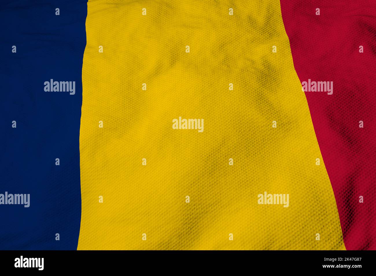 Full frame close-up on a waving Flag of Chad in 3D rendering Stock ...