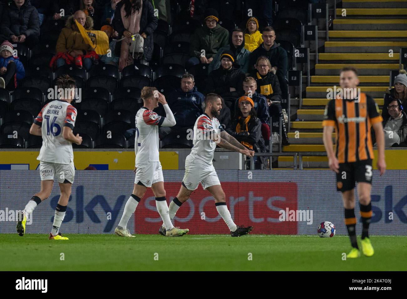 Henri Lansbury #12 of Luton Town celebrates his goal and makes the ...