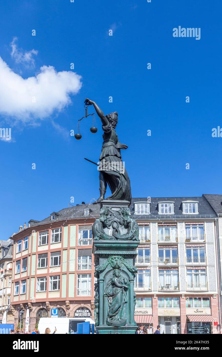 Frankfurt, Germany - September 30, 2022: statue of Lady Justice at the ...