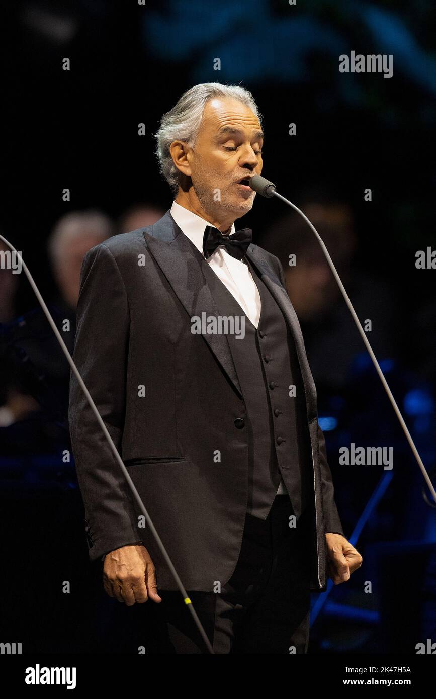 Italian tenor Andrea Bocelli performs at the O2 Arena, Greenwich ...