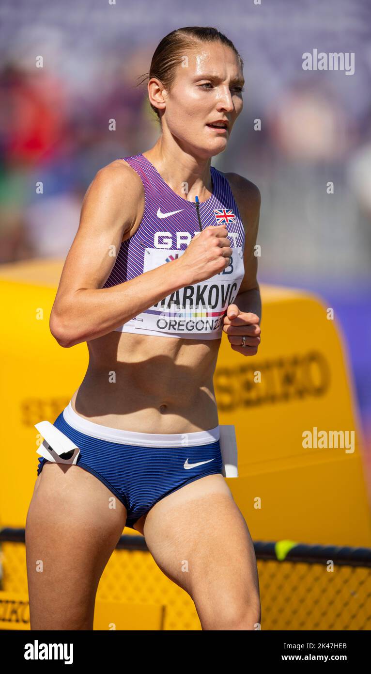 Amy-Eloise Markovc of GB&NI competing in the women’s 5000m heats at the World Athletics ...