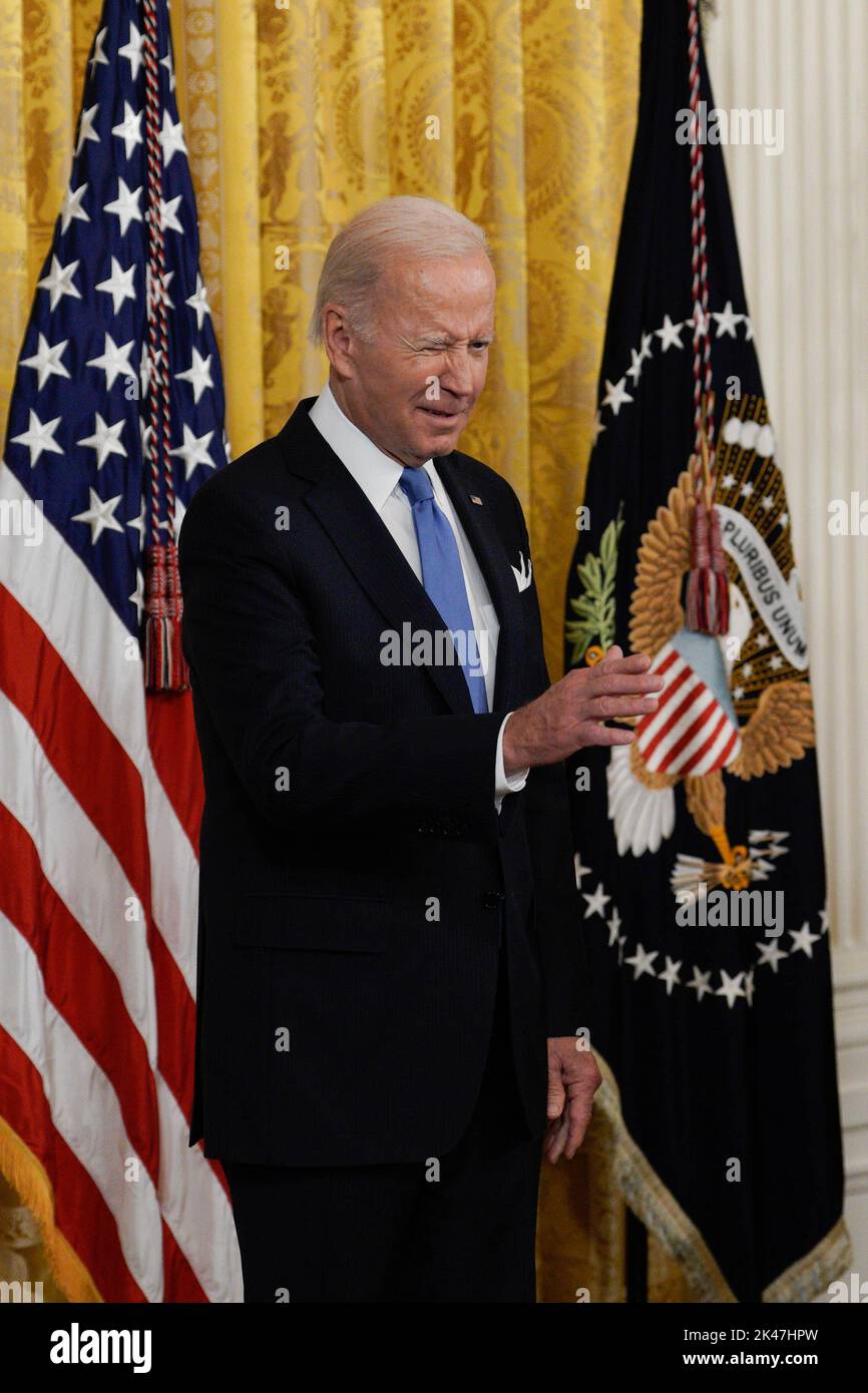 United States President Joe Biden attends a reception to celebrate Rosh ...