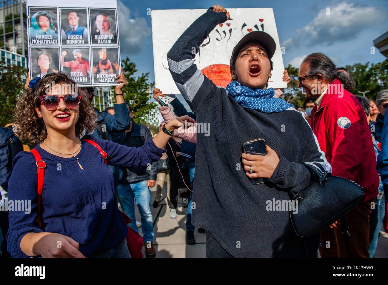 Woman shouting slogans court hi-res stock photography and images - Alamy
