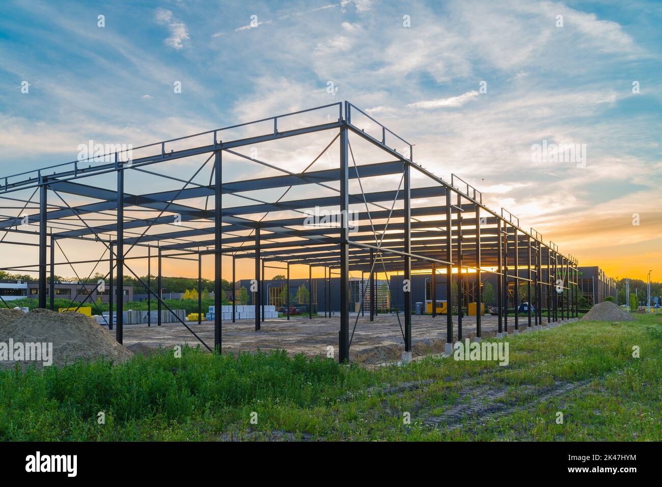 skeleton of a newly built industrial warehouse Stock Photo - Alamy