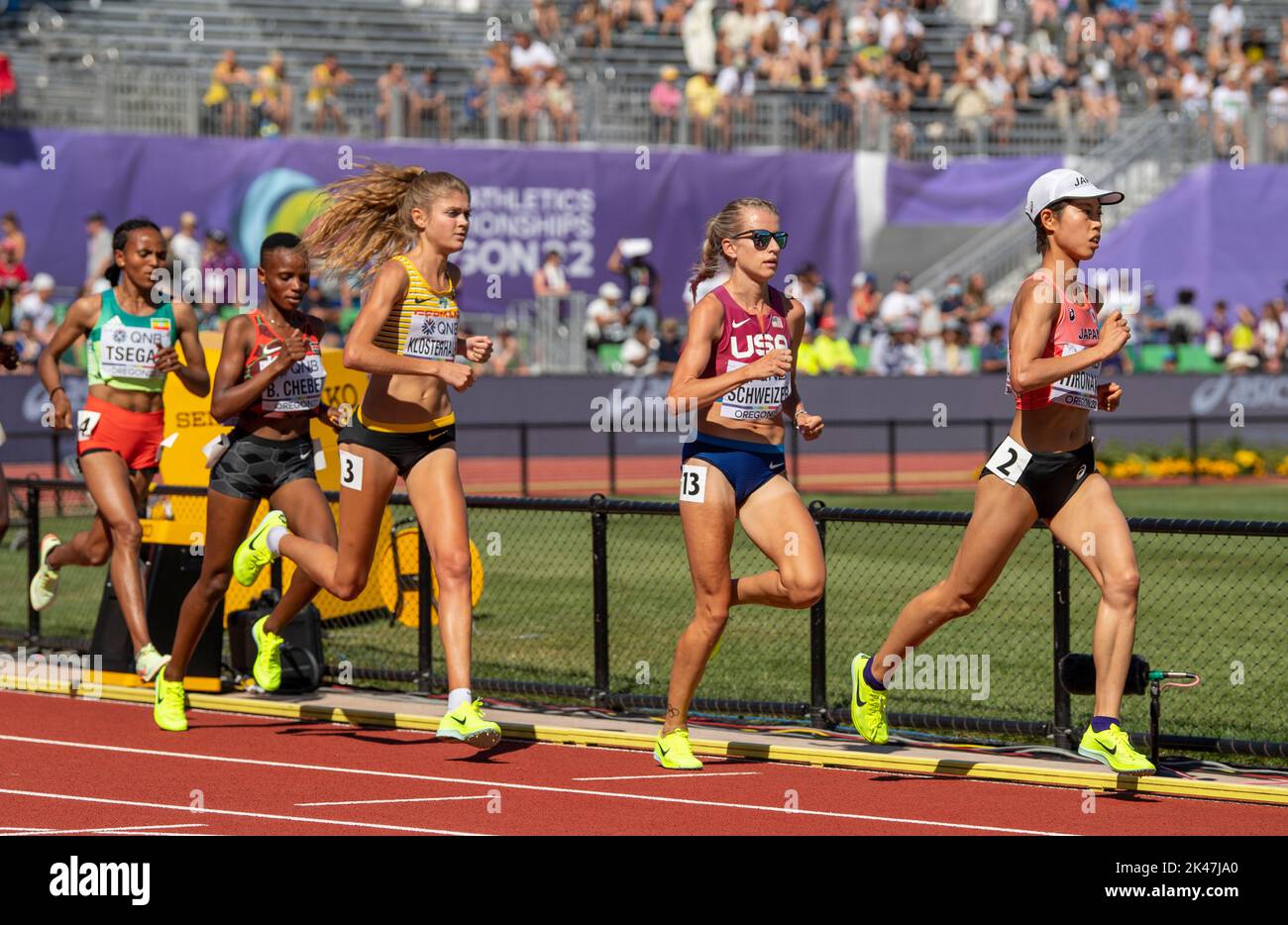 Karissa Schweizer of the USA competing in the women’s 5000m heats at ...