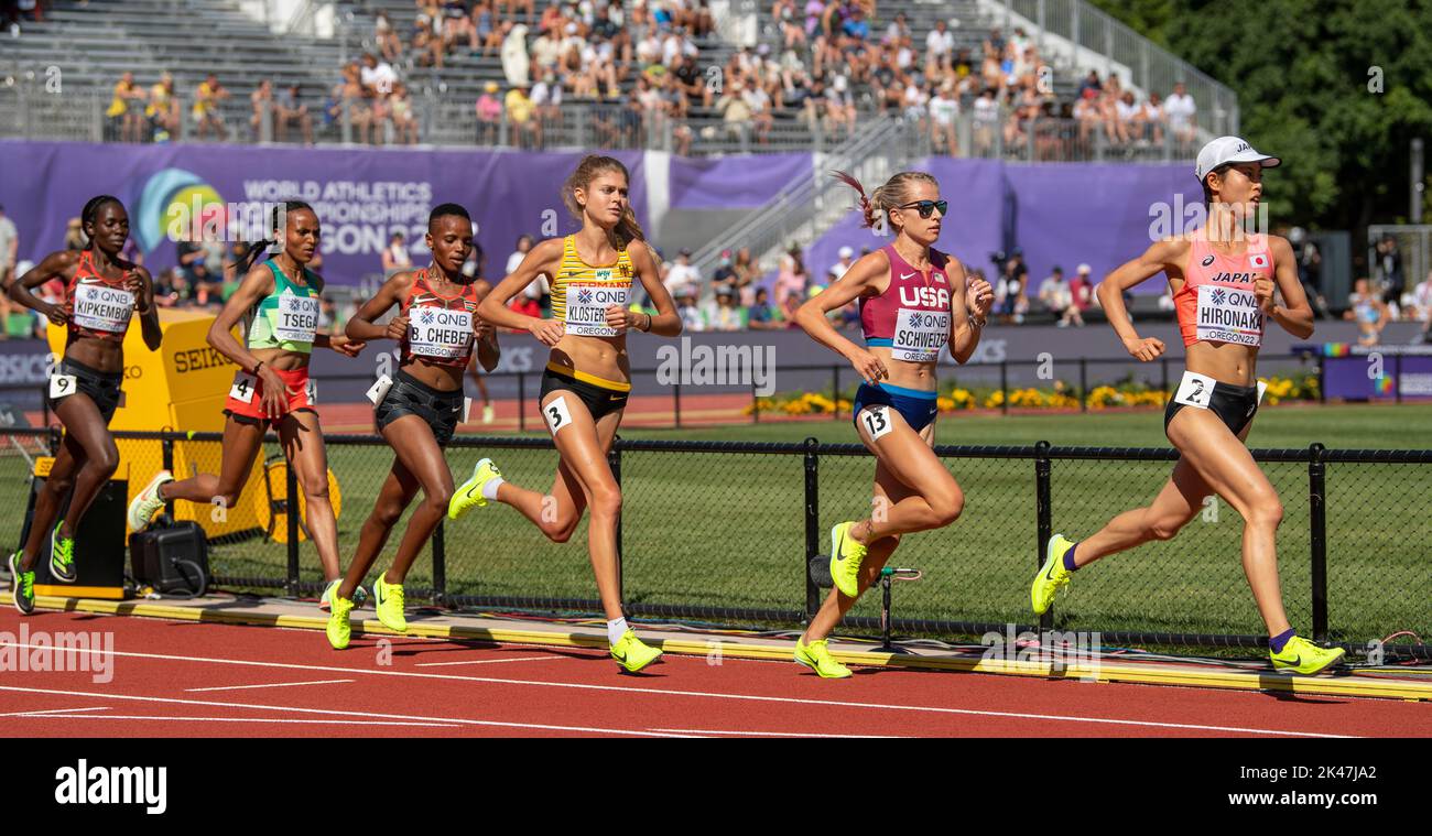 Karissa Schweizer of the USA competing in the women’s 5000m heats at ...