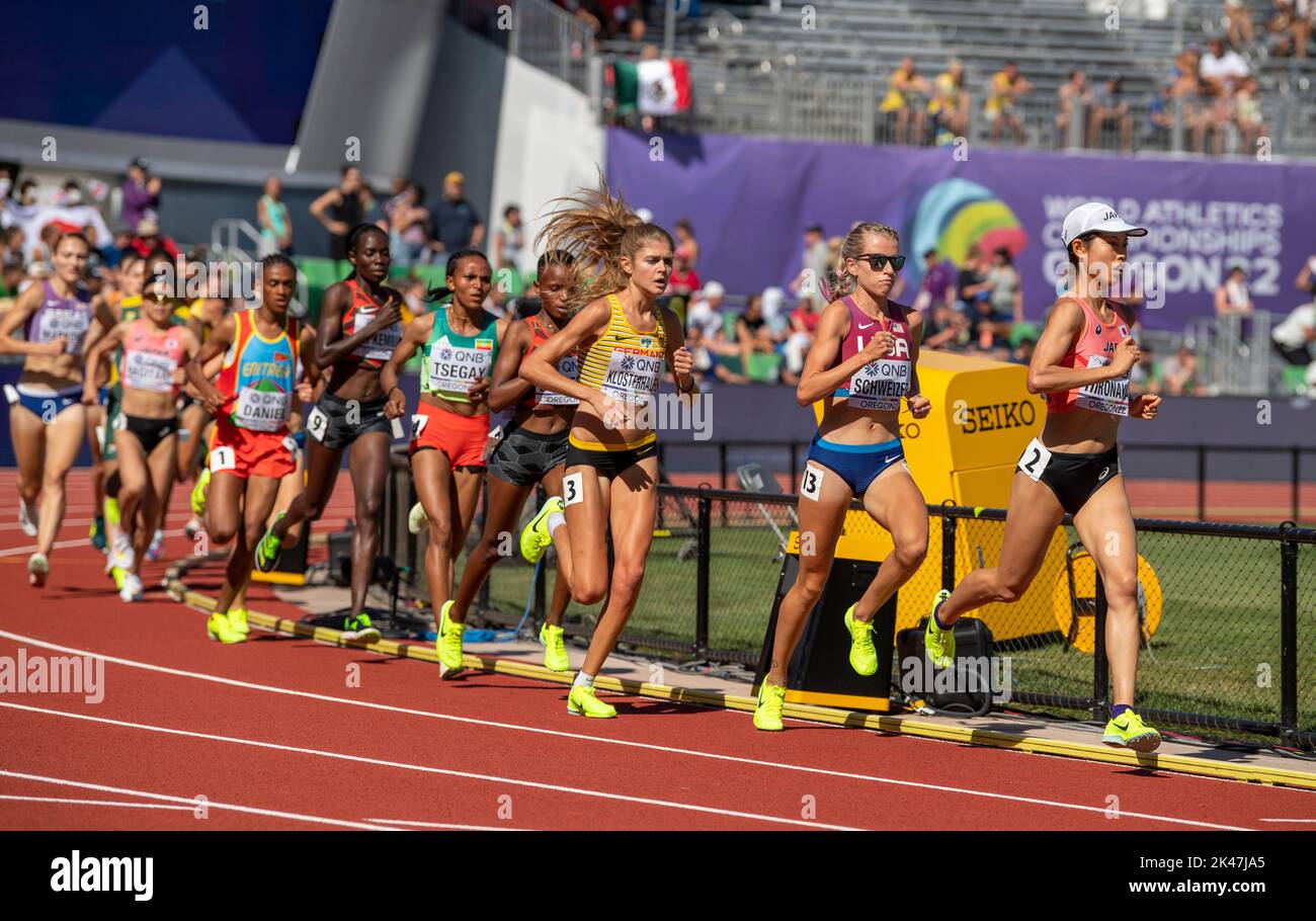 Karissa Schweizer of the USA competing in the women’s 5000m heats at ...