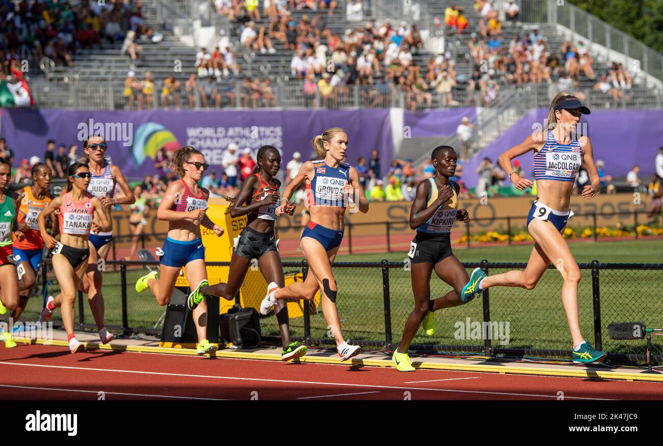 Karoline Bjerkeli Grovdal of Norway competing in the women’s 5000m ...
