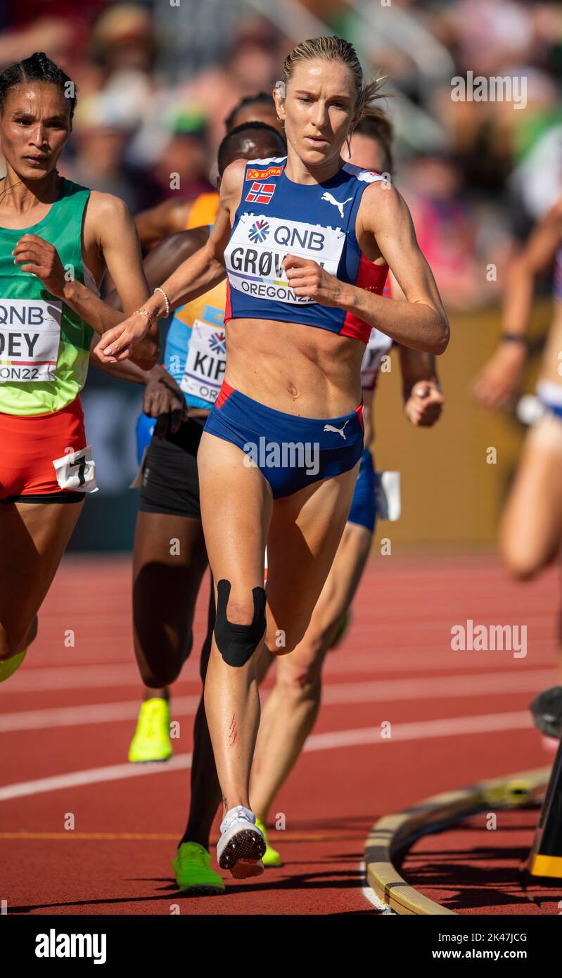 Karoline Bjerkeli Grovdal of Norway competing in the women’s 5000m ...