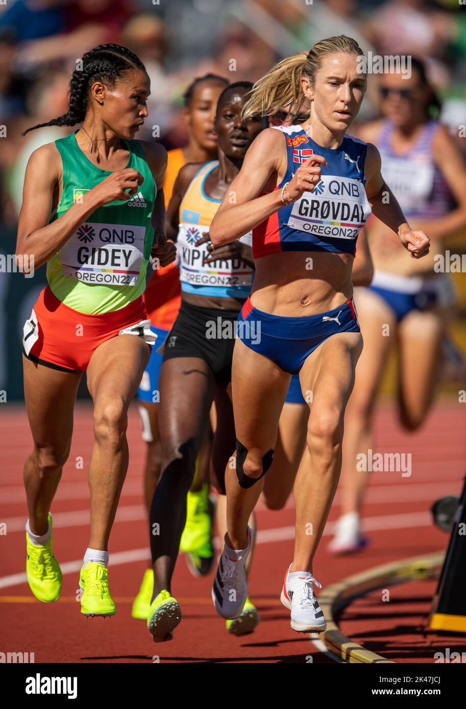 Karoline Bjerkeli Grovdal of Norway competing in the women’s 5000m ...