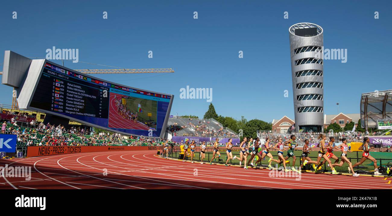 Women’s 5000m heats at the World Athletics Championships, Hayward Field ...