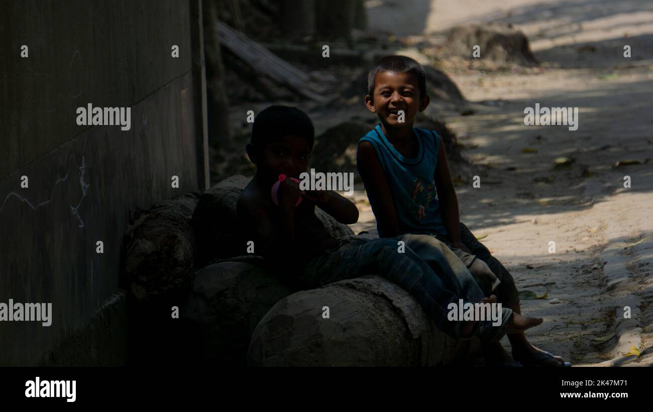 The smiling face of the village boy. The boy is from a beautiful ...
