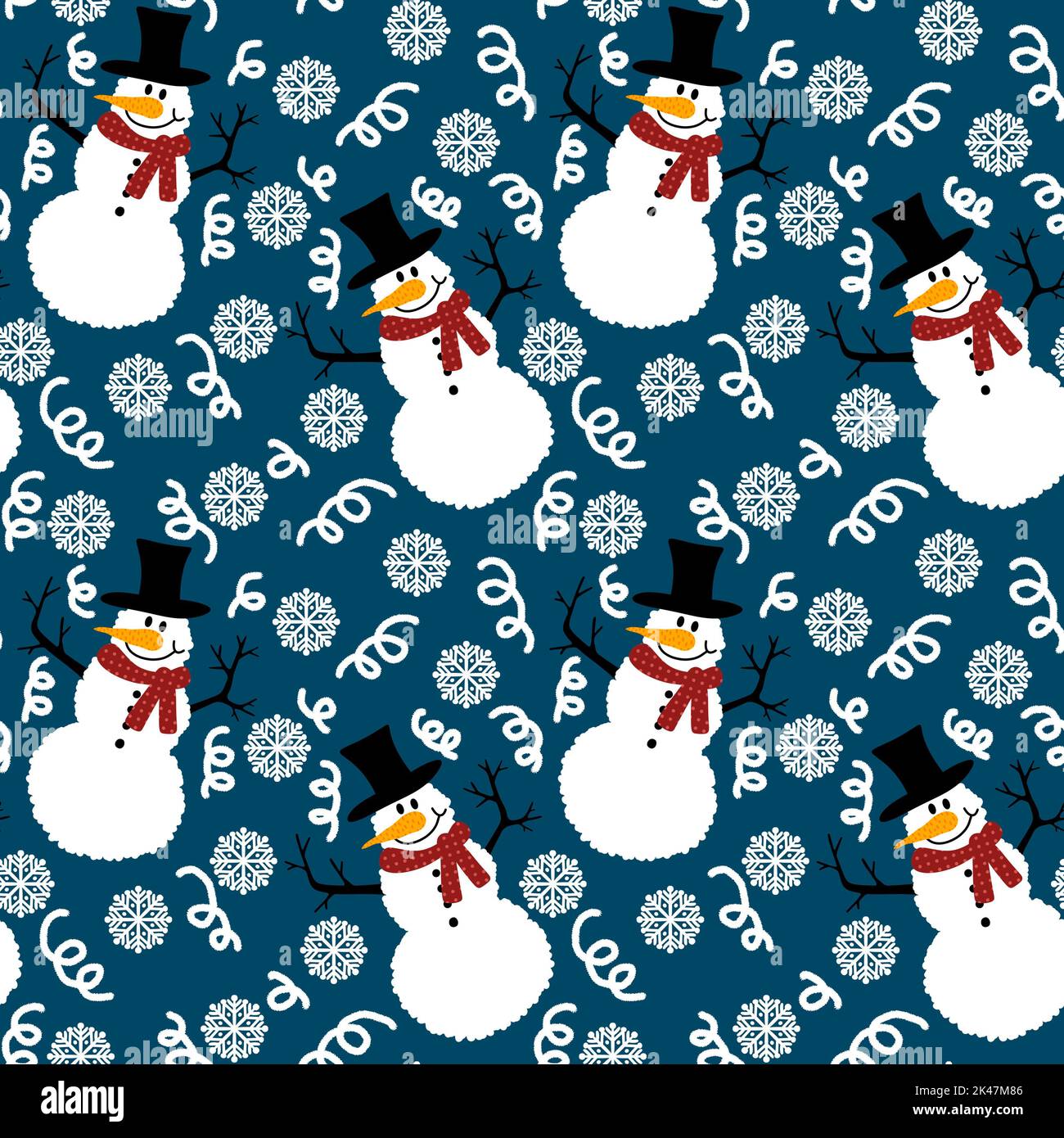 Winter Christmas seamless snowman with carrot and scarf and hat pattern ...