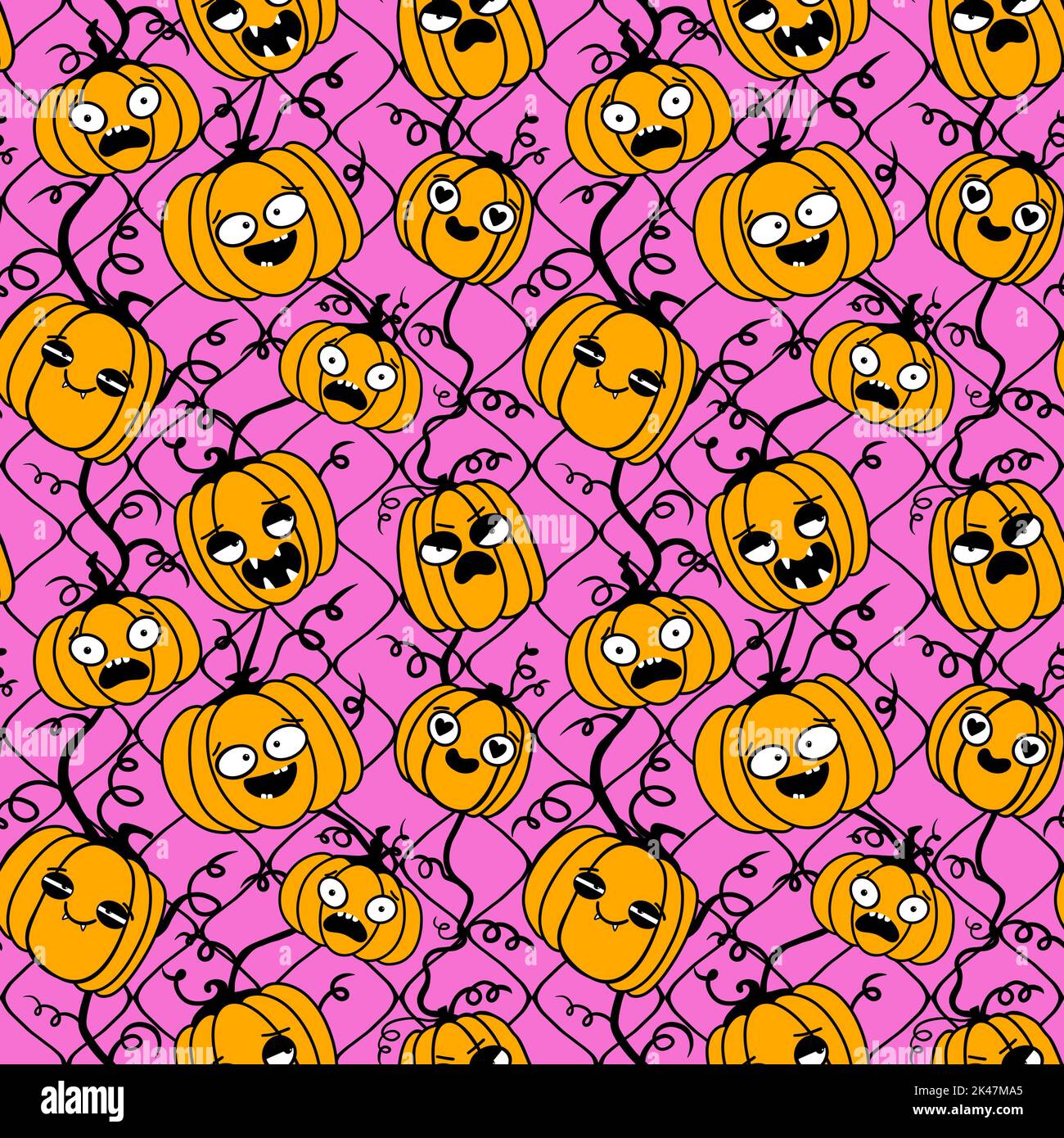 Halloween seamless pumpkins pattern for fabrics and wrapping paper and ...