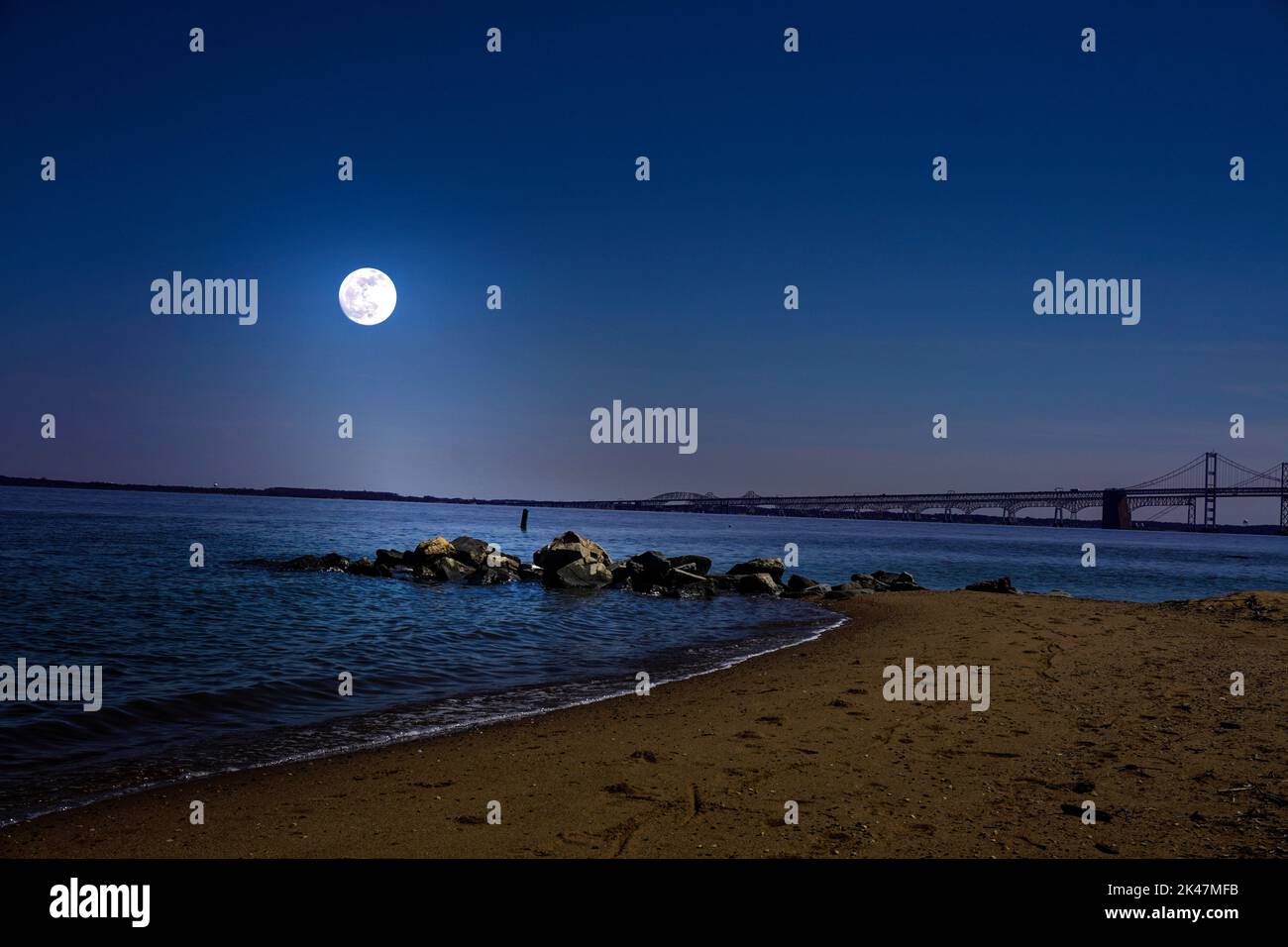 Bridge in moonlight moon over bridge hi-res stock photography and ...