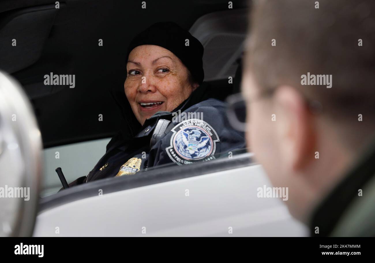 Supervisory Customs and Border Protection Officer Rose Wood talks with ...