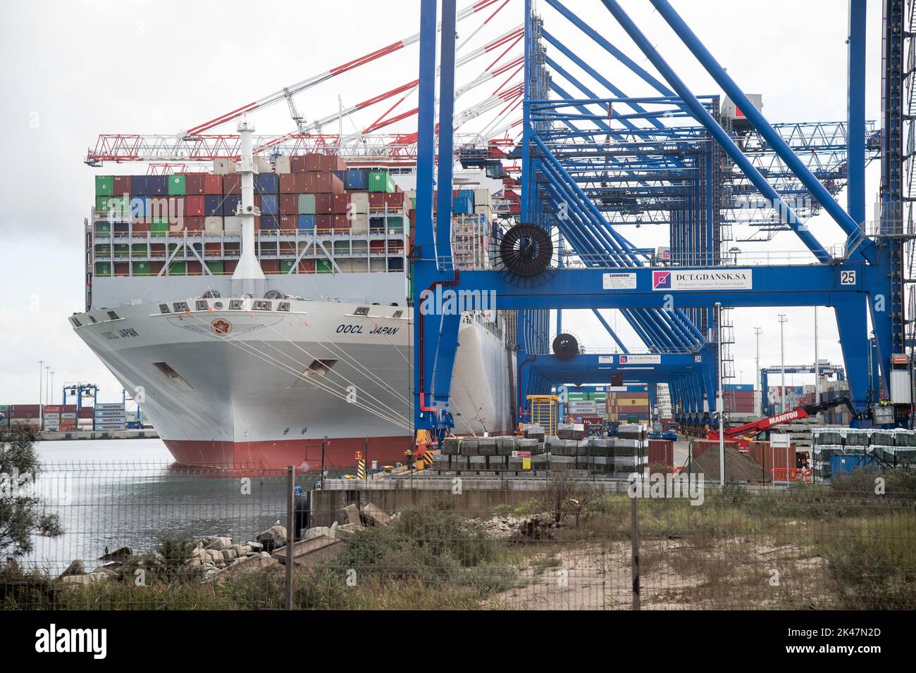 OOCL Japan container ship in Deepwater Container Terminal DCT in Gdansk ...
