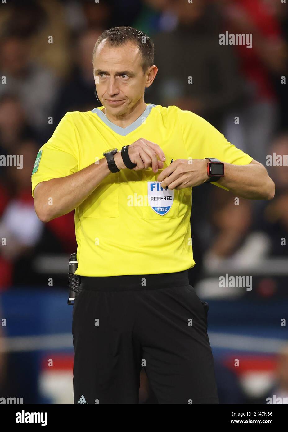 Paris, France, 27th September 2022. The referee Ruddy Buquet of France reacts during the ...