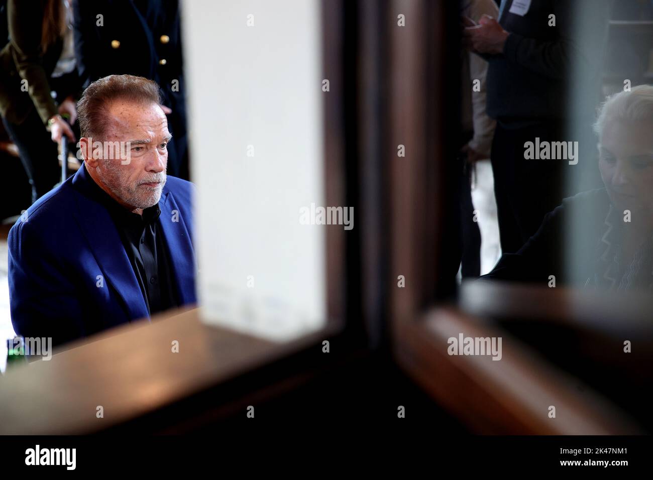 Actor Arnold Schwarzenegger seen visiting Auschwitz-Birkenau museum in ...