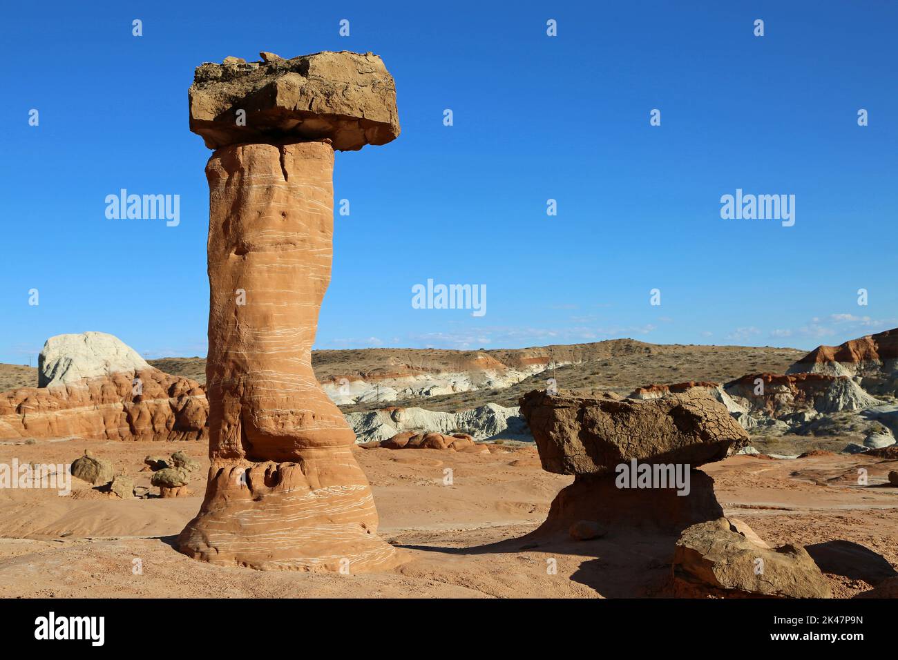 Red rock mushroom on blue sky - Grand Staircase Escalante National ...