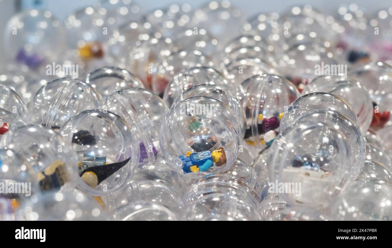 LEGO figurines each in their own plastic capsule Stock Photo - Alamy