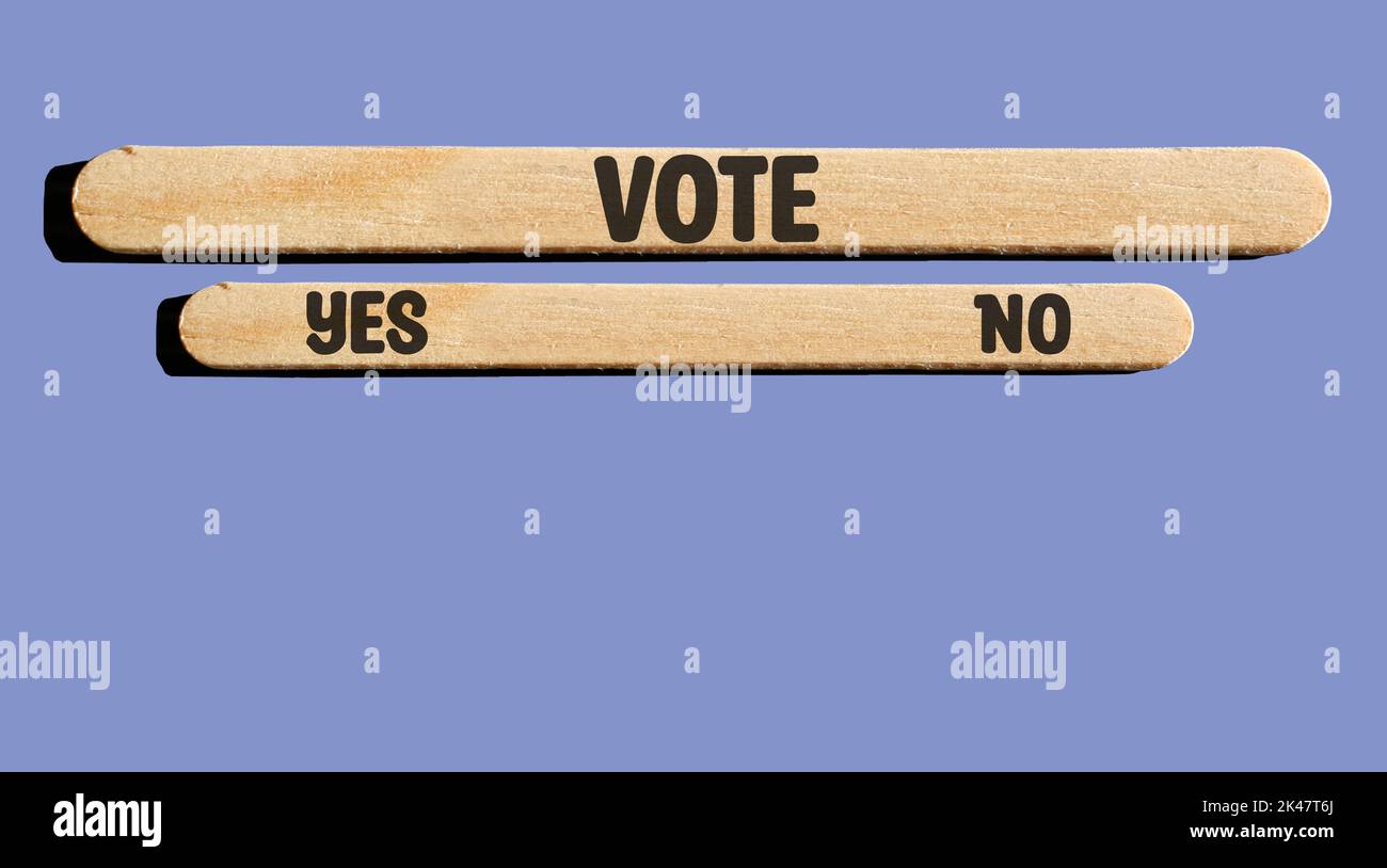 Ice cream stick with word text Vote isolated on blue background Stock ...