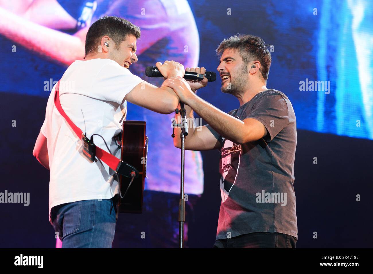 (L-R) Singer Jose Muñoz and David Muñoz from the Estopa group perform ...
