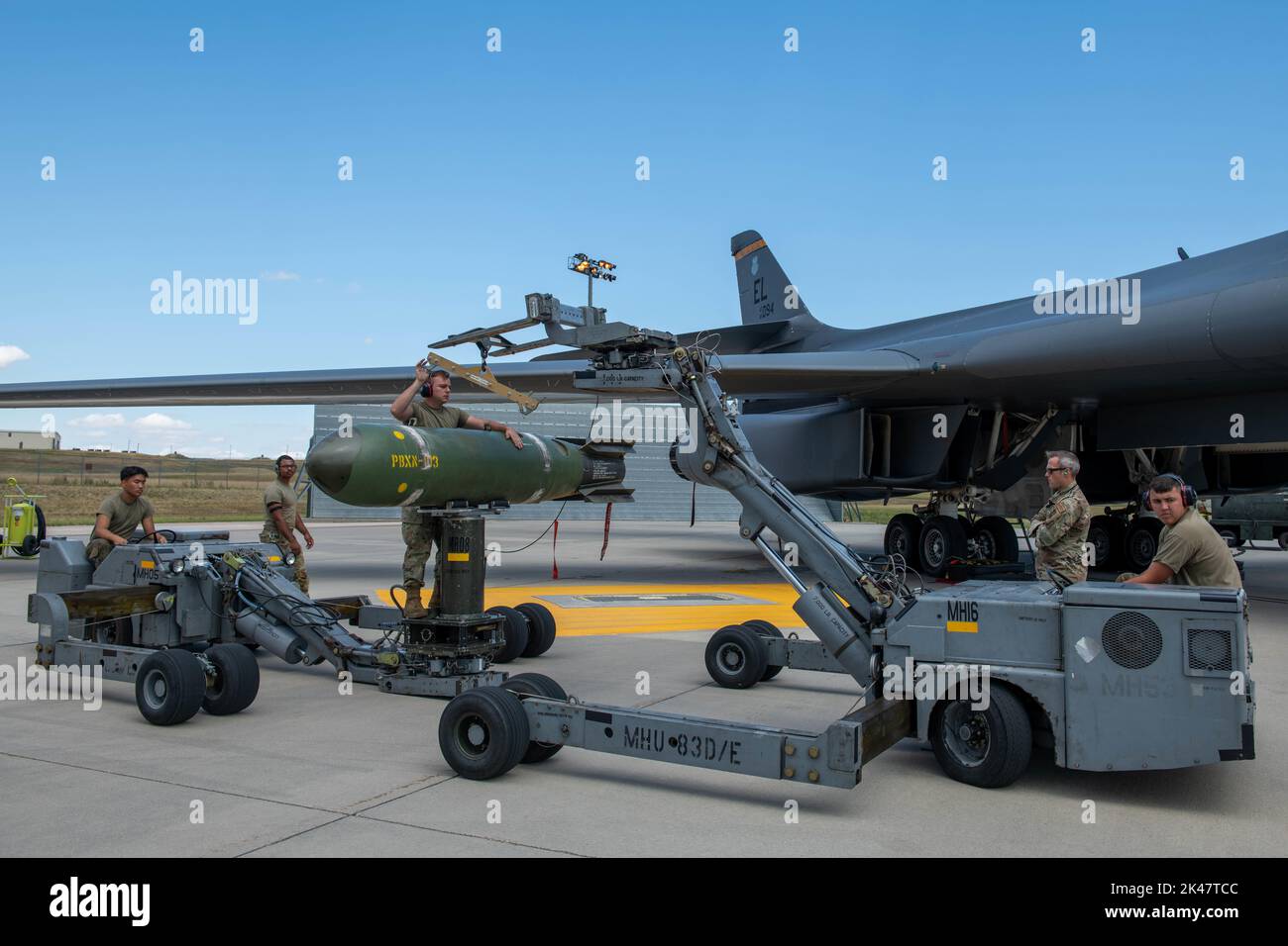 Load crew members from the 28th Aircraft Maintenance Squadron transport ...