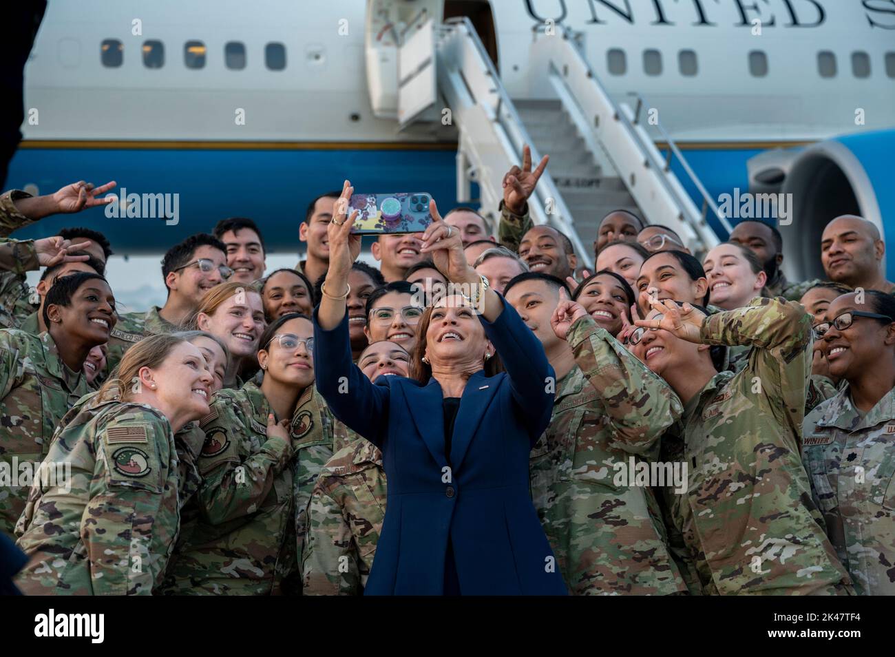Vice President of the United States Kamala D. Harris takes a photo with ...