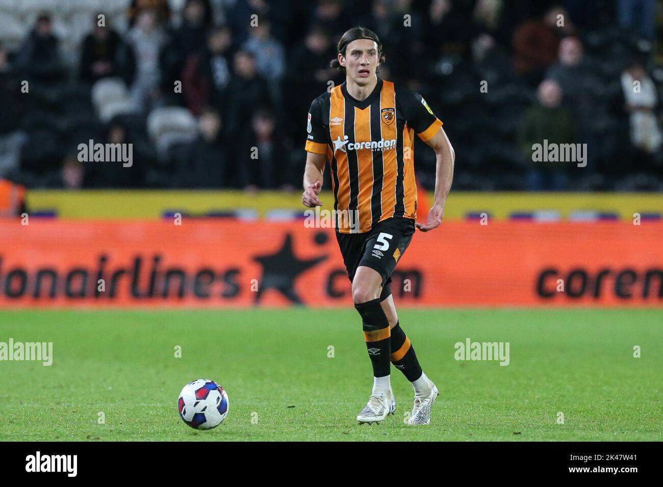 Alfie Jones #5 of Hull City in action during the Sky Bet Championship ...