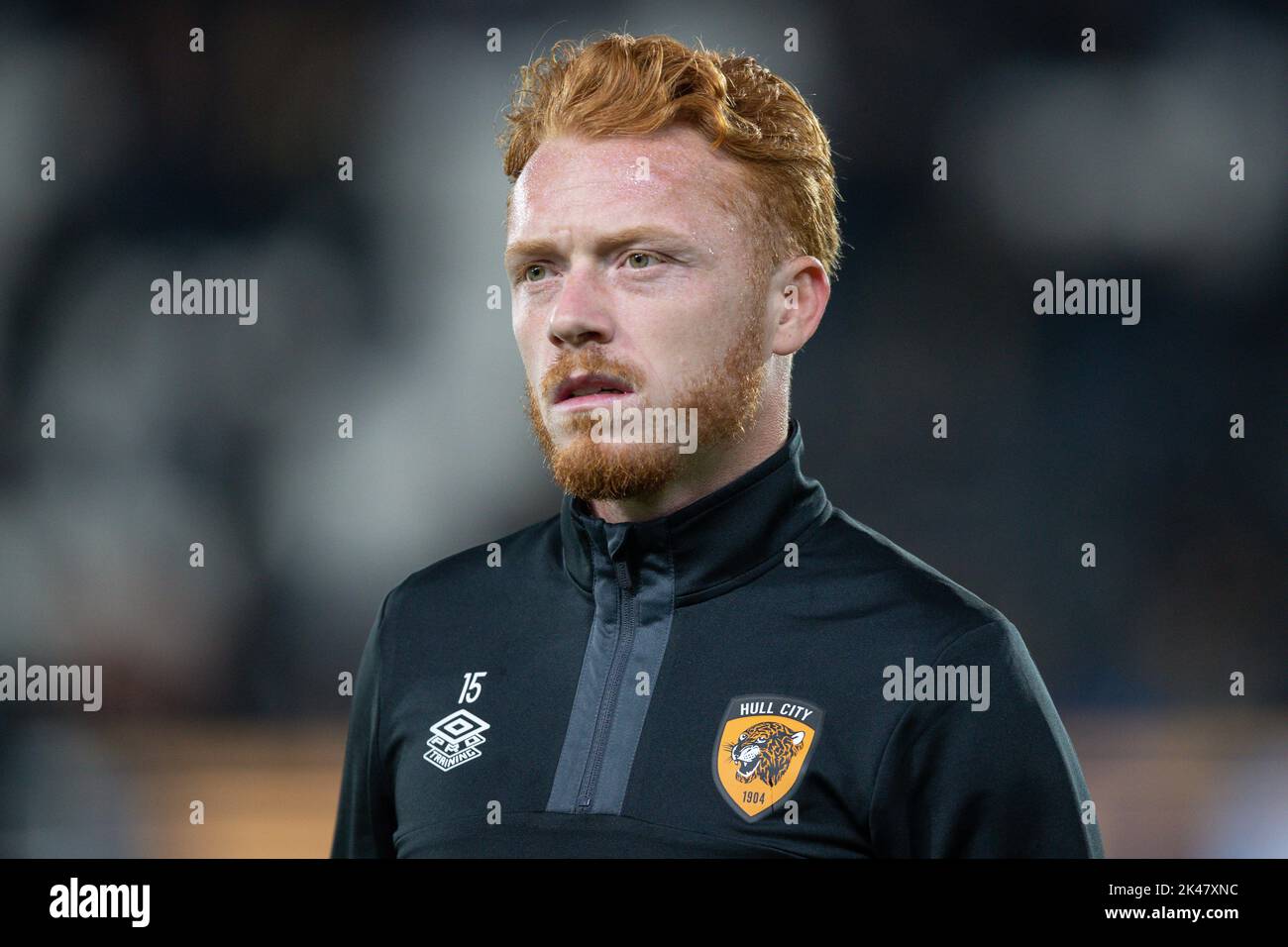 Hull, UK. 30th Sep, 2022. Ryan Woods #15 of Hull City during the pre ...