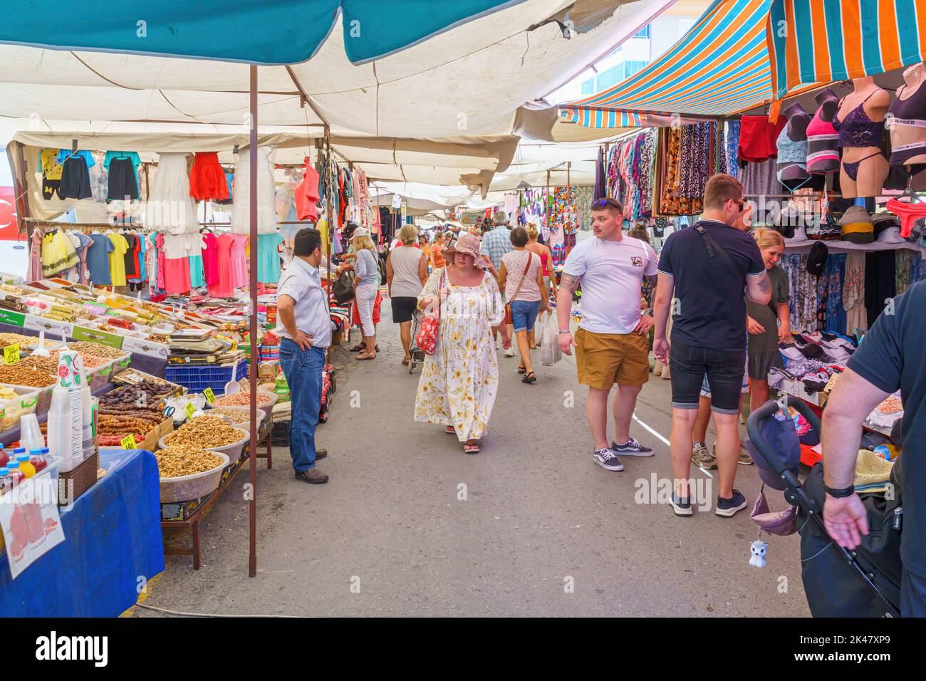 Antalya, Turkey - Jun 09 2022, interior of counterfeit goods market ...