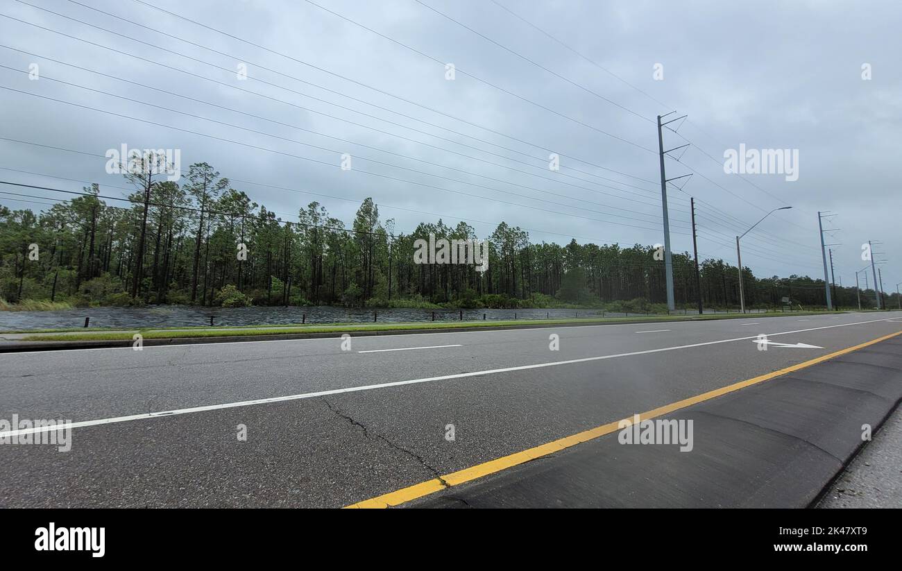 Orlando, September 29 2022 - Flooding running along street Alafaya ...