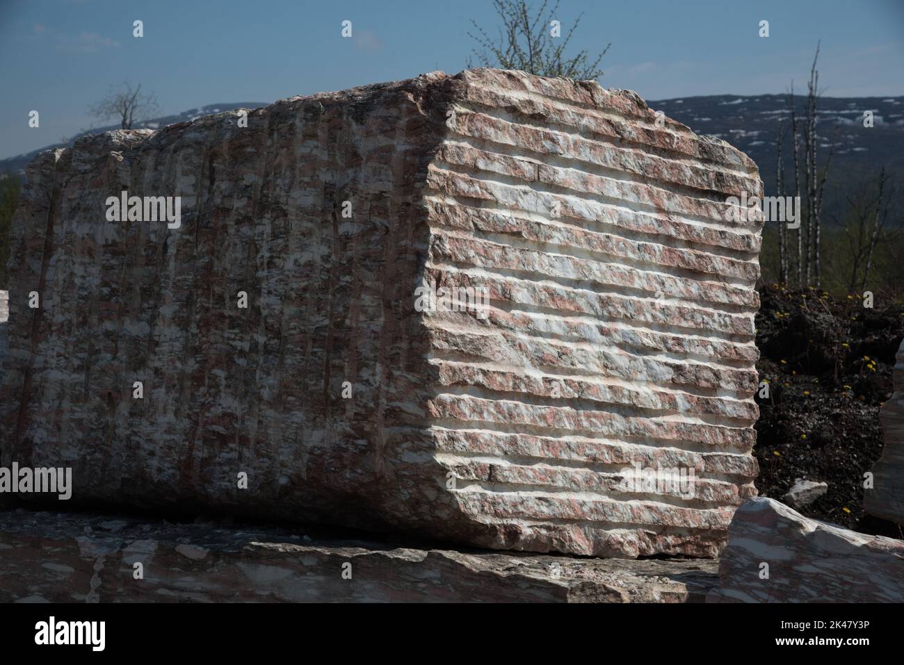 Quarries of Fauske in Norway are famous for their pink and white marble ...