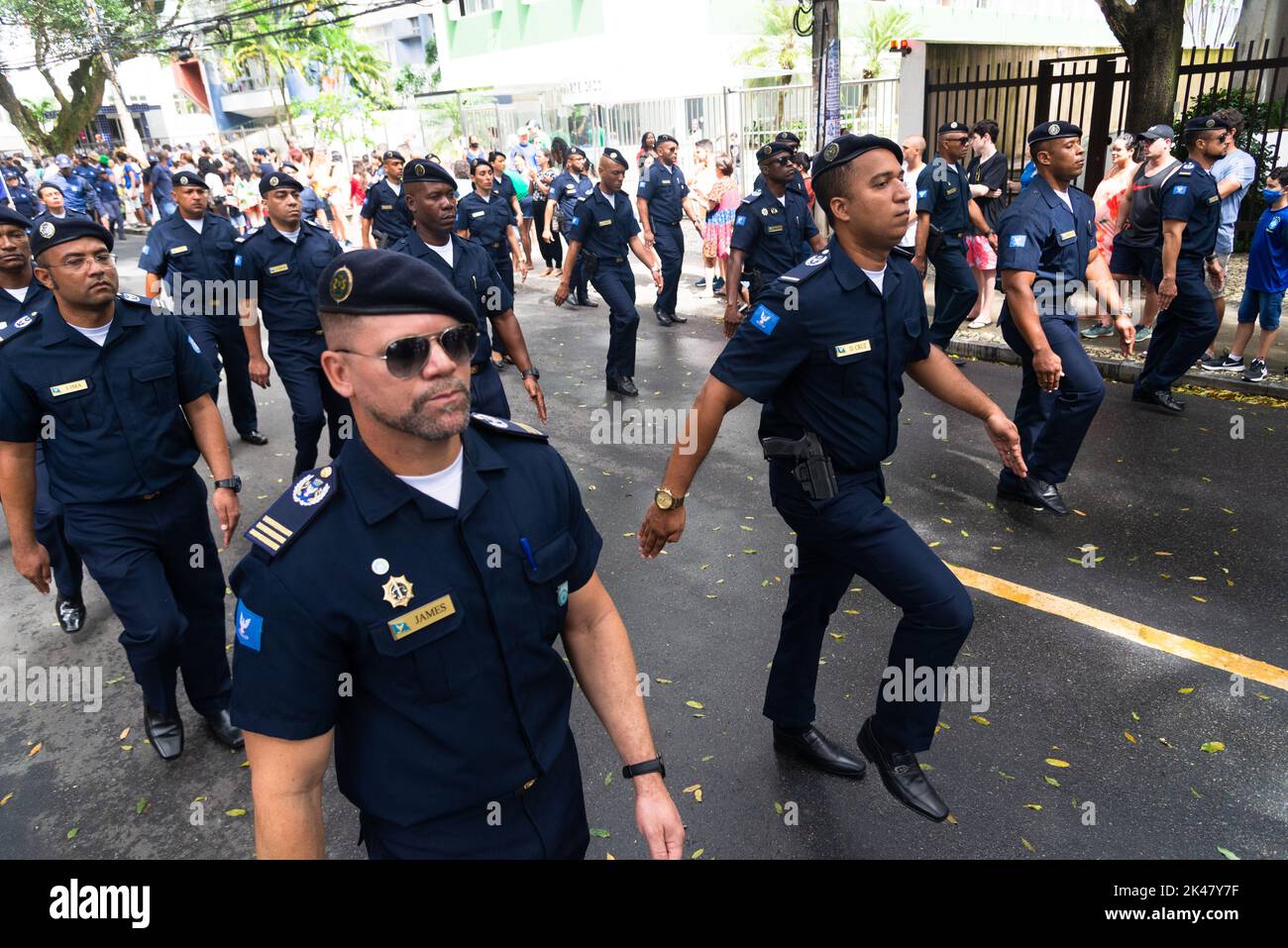 Salvador, Bahia, Brazil - September 07, 2022: Municipal guard participating in the Brazilian ...