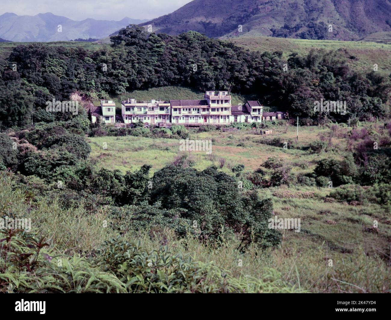 Horizontal colour view of Kau Tam Tso Village, near Wu Kau Tang ...