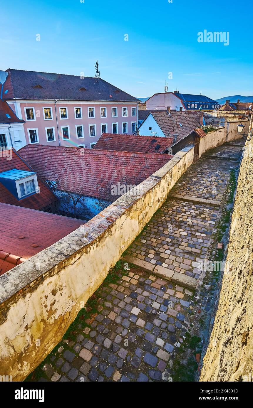 The stone alley, connecting the Castle Hill with lower town of ...
