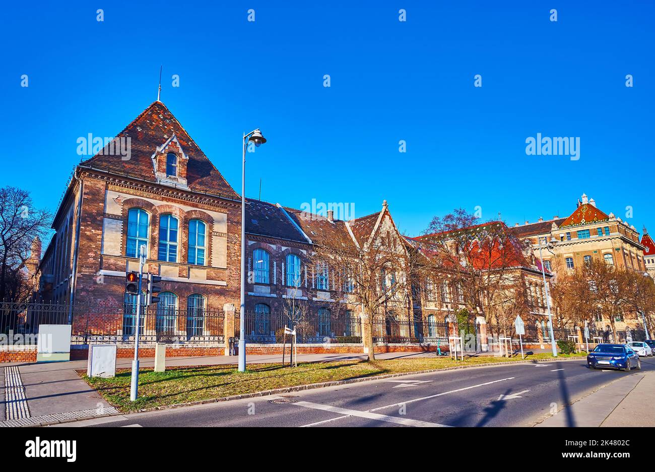 The facade of the scenic vintage building of Technology and Economics ...