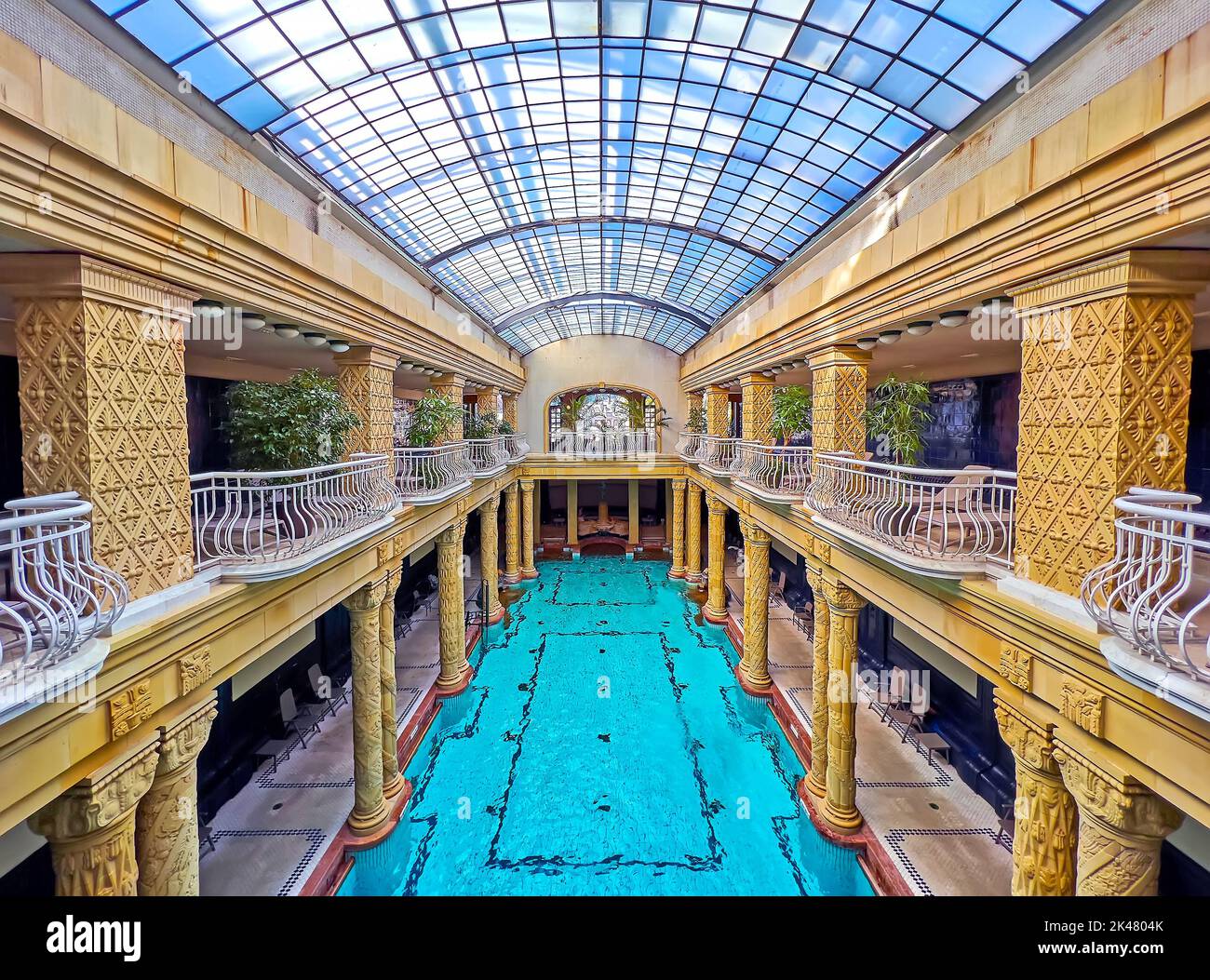BUDAPEST, HUNGARY - FEB 24, 2022: The Main Bath Hall of Gellert Thermal ...