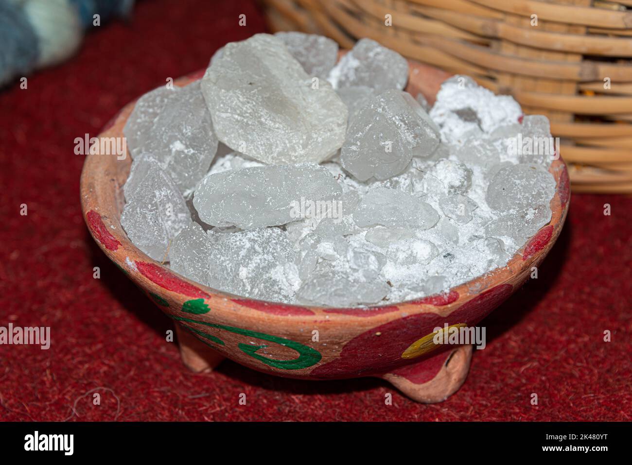 Alum stones used to fixate color in traditional textiles, Oaxaca ...