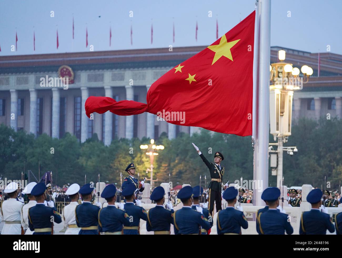 Beijing, China. 1st Oct, 2022. A flag-raising ceremony to celebrate the ...